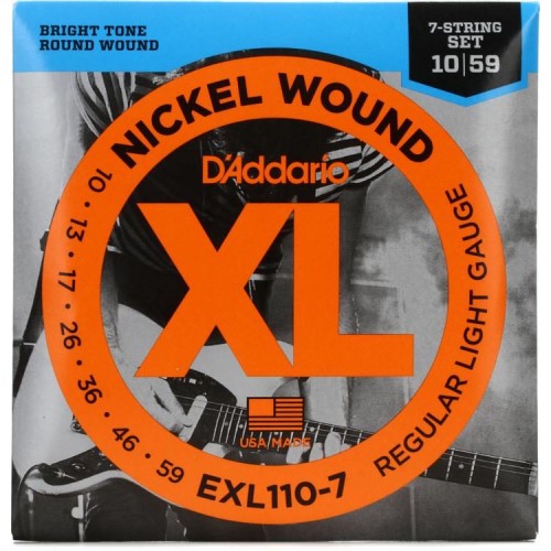 EXL110-7 Nickel Wound 7 String Set Regular Light 10-59 Electric Guitar ...